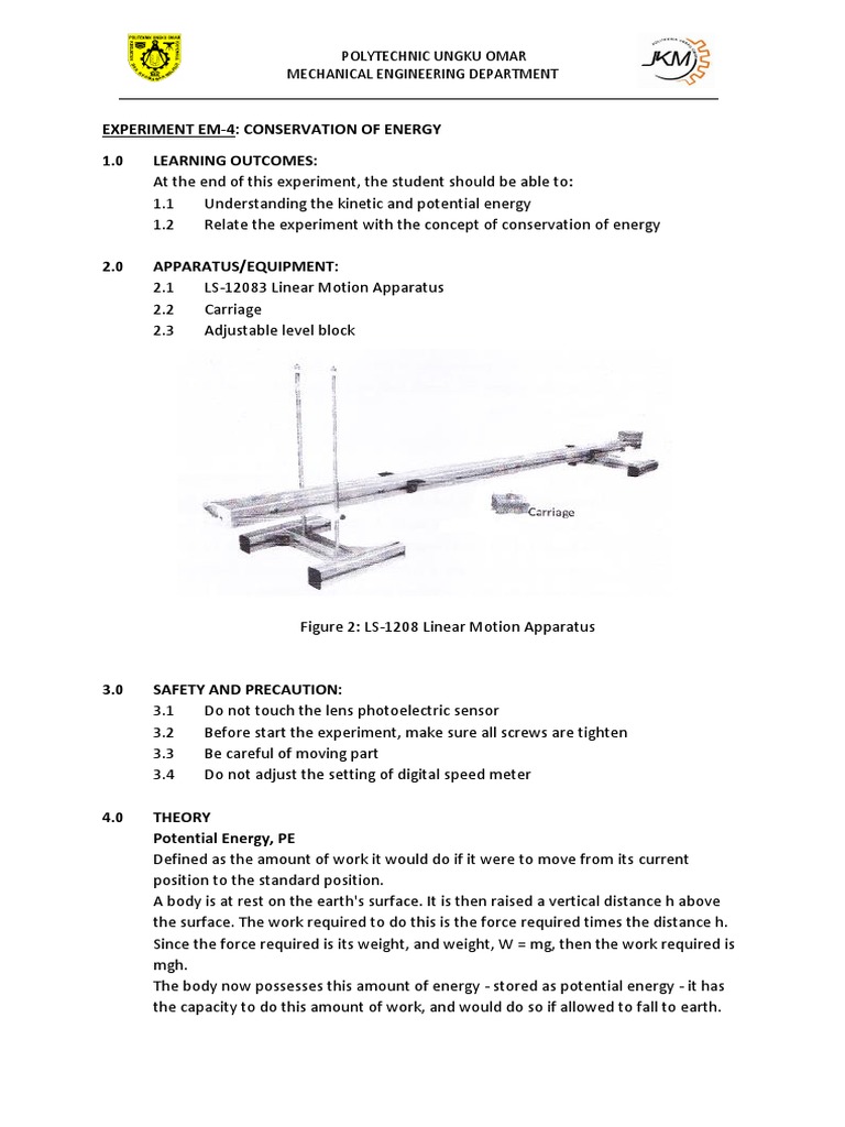 Energy Conservation Experiment | PDF | Kinetic Energy | Force