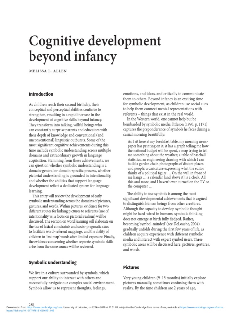 Understanding the Development of Early Symbolic Understanding ...
