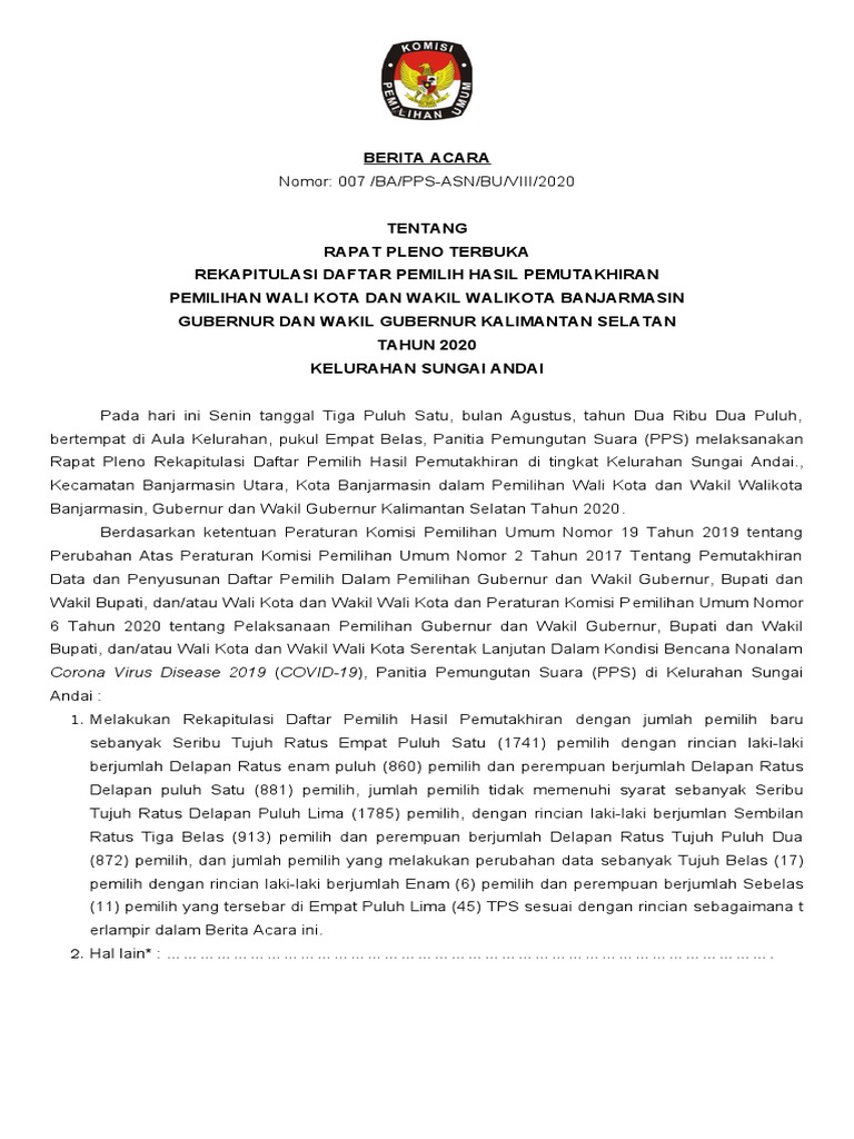 BA Pleno PPS Final Walikota | PDF