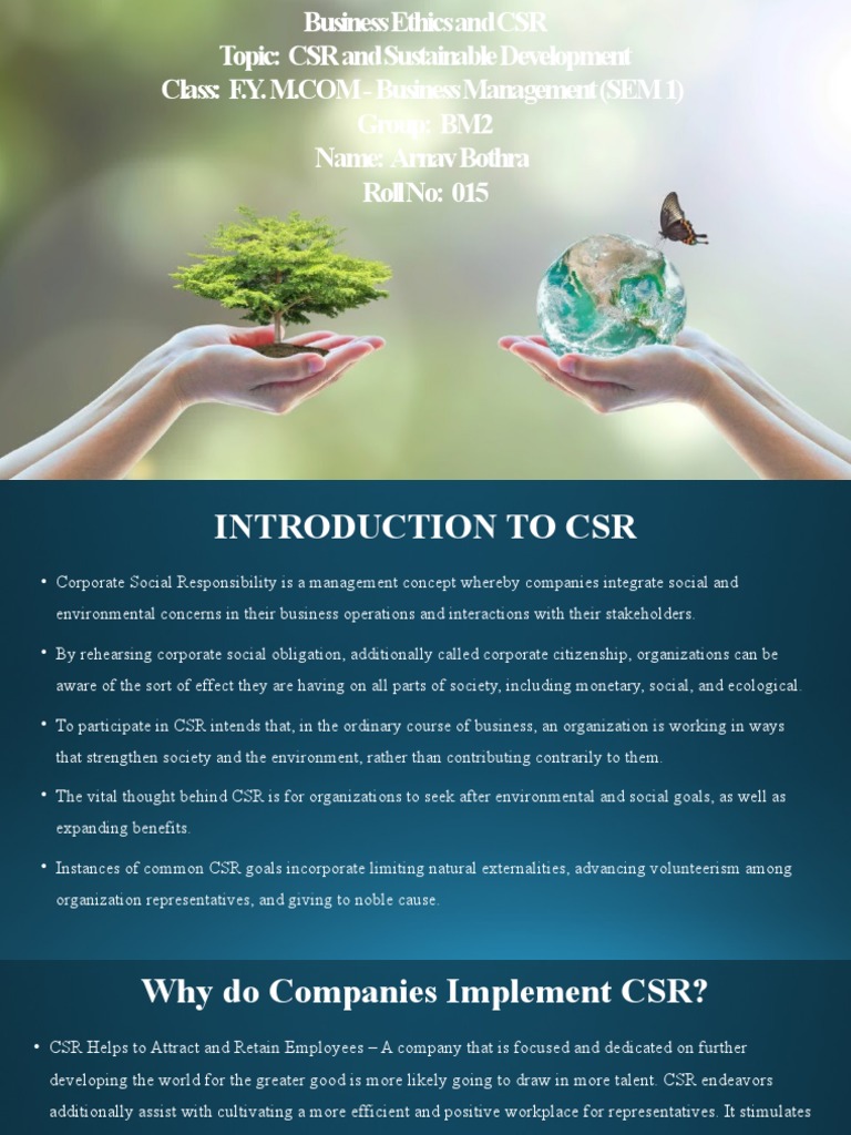 CSR & Sustainable Development Presentation | PDF | Corporate Social ...