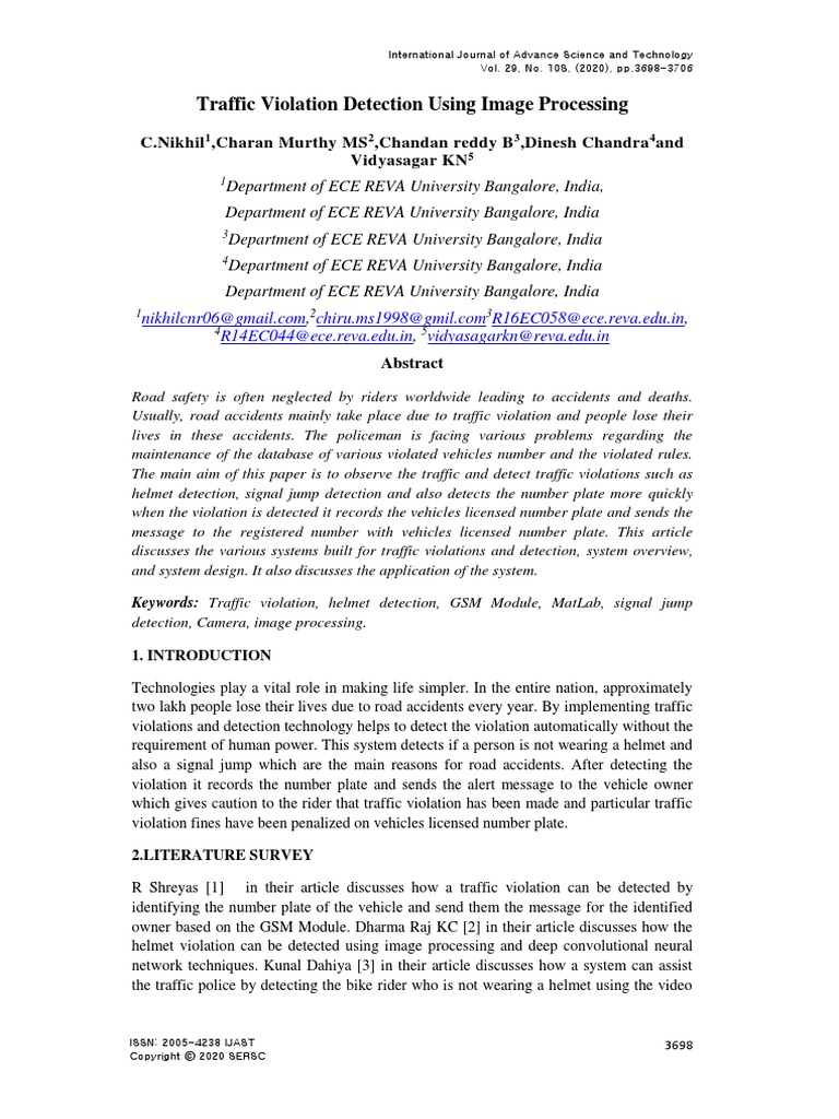 Traffic Violation Detection Using Image Processing | PDF | Image ...