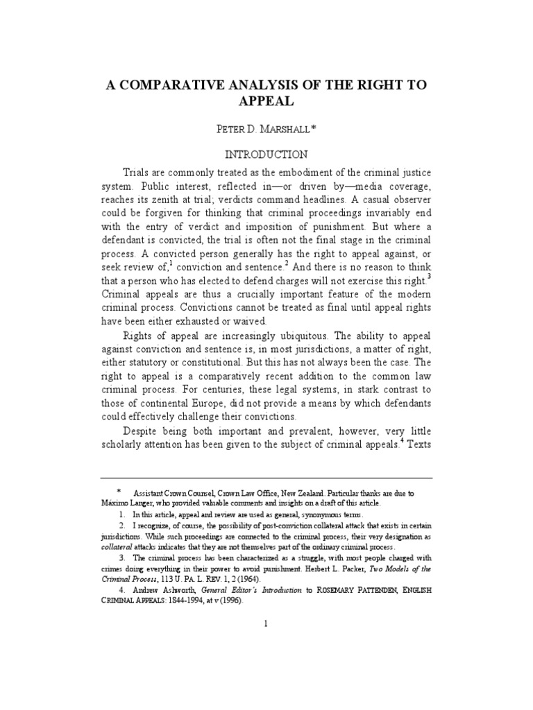 A Comparative Analysis of The Right To Appeal | PDF | Appeal | Common Law