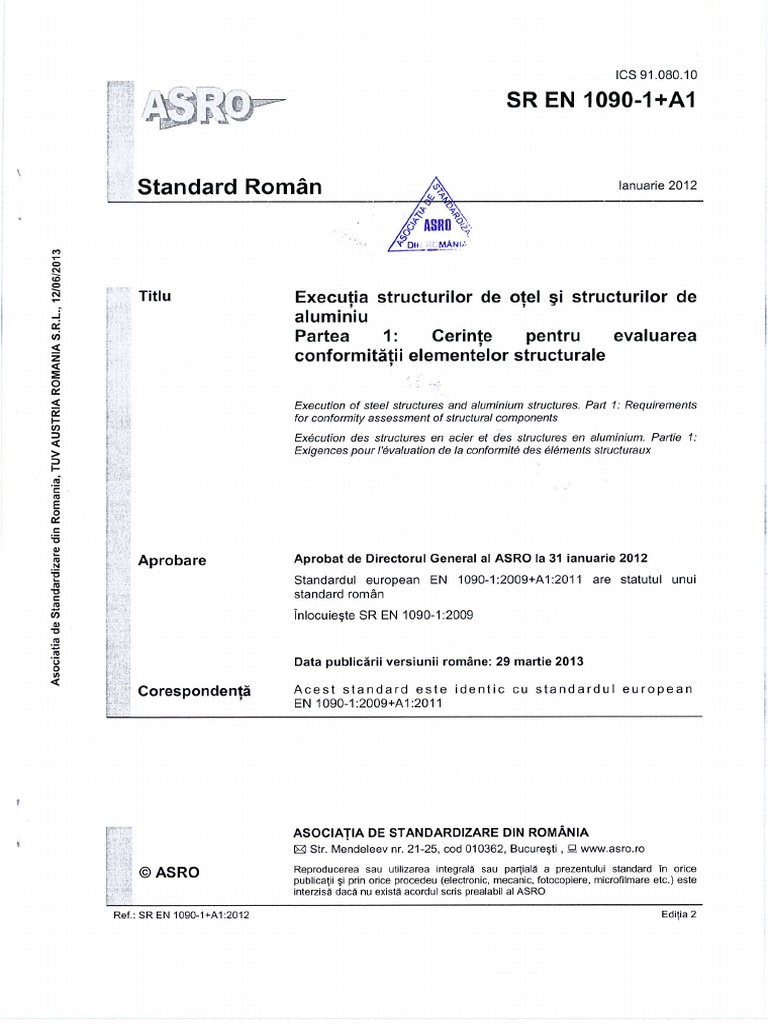 SR en 1090-1+a1 - 2012 (En 1090-1 - 2009+a1 - 2011) | PDF