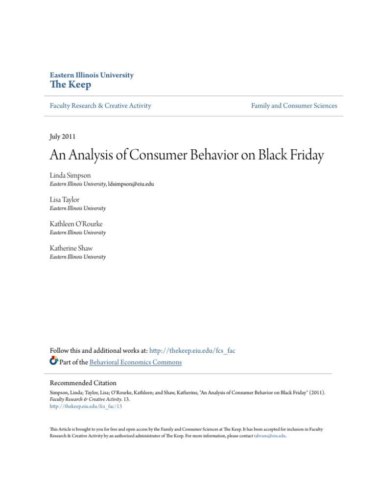 An Analysis of Consumer Behavior On Black Friday | PDF | Retail | Black ...