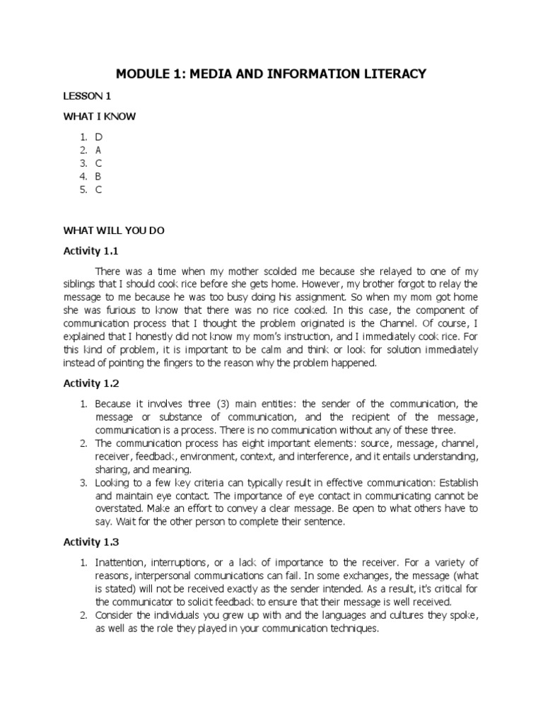 Module 1 Media and Information Literacy | PDF | Mass Media | Communication