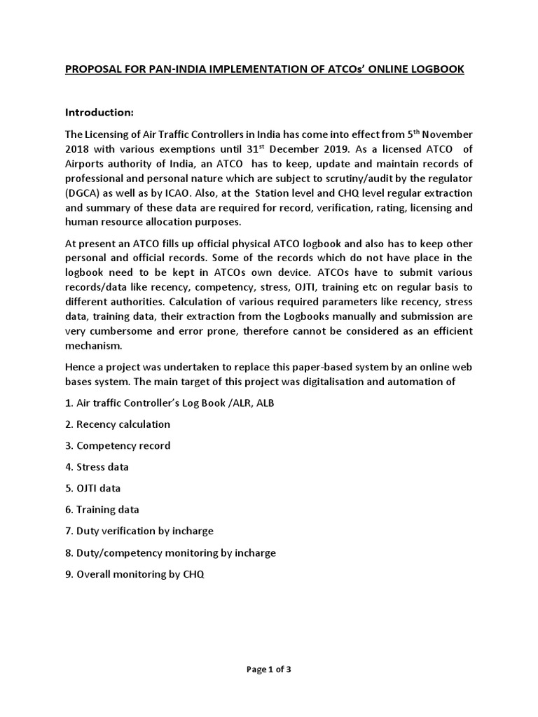 ATCOs Online Log Book Proposal | PDF | Internet & Web | World Wide Web