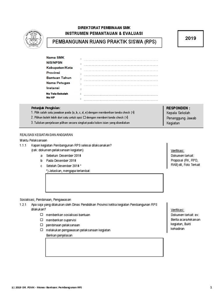 Instrumen Monev RPS | PDF