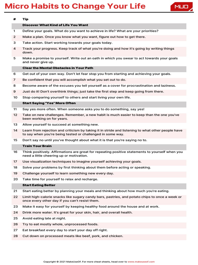 Micro Habits To Change Your Life | PDF