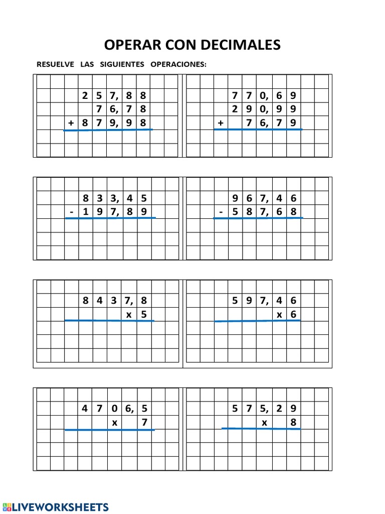 Operaciones con Decimales para Cuarto Grado | PDF | Informática