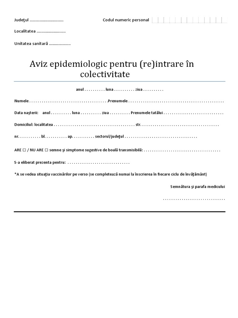 Aviz Epidemiologic Word | PDF
