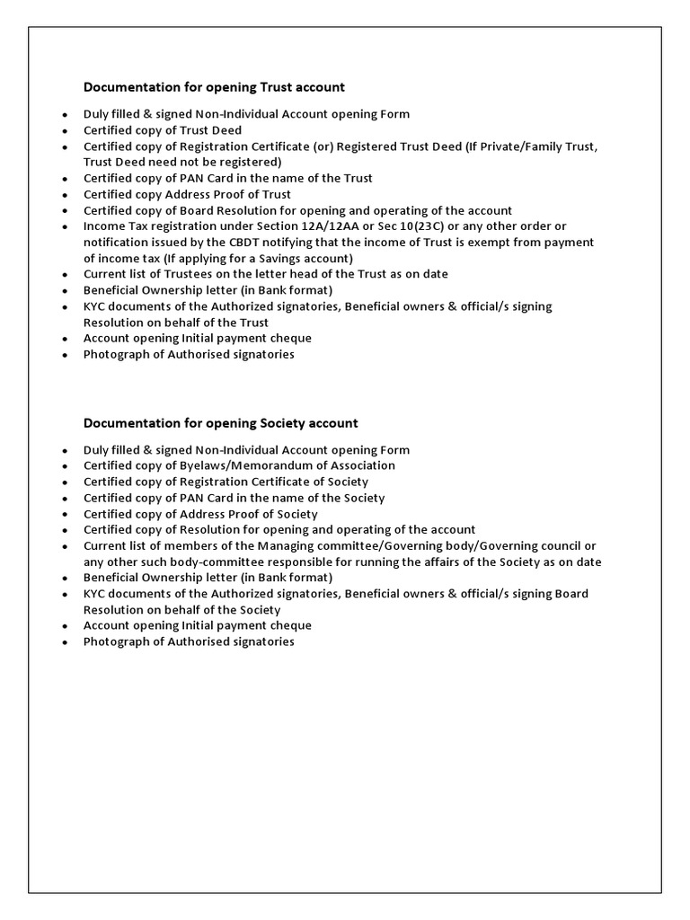 Documentation For Opening TASC Account | PDF | Trust Law | Government