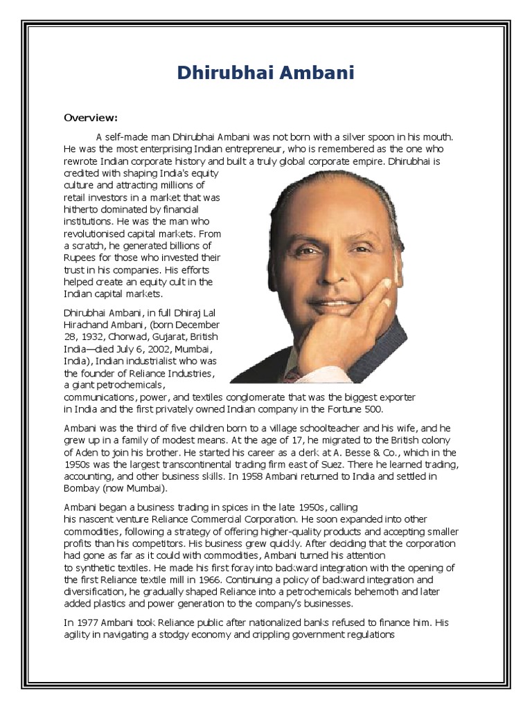 Dhirubhai Ambani | PDF | Leadership | Psychological Concepts