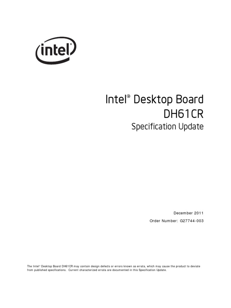 Intel® Desktop Board DH61CR: Specification Update | PDF | Intel ...
