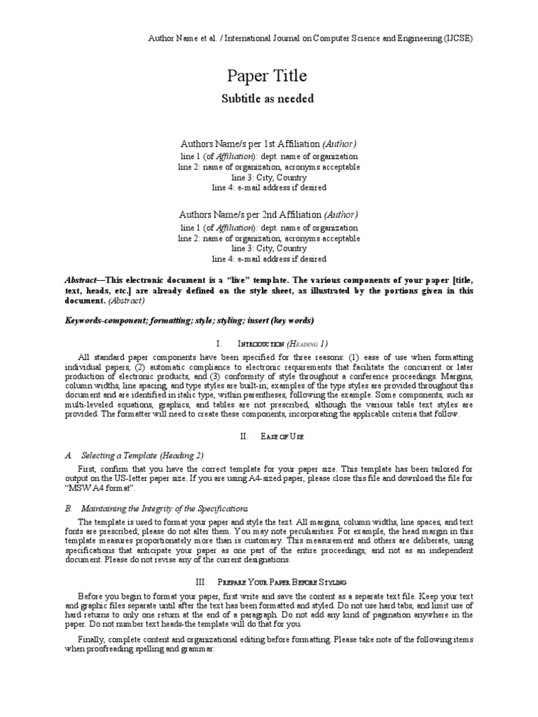 Paper Title: Subtitle As Needed | PDF | Note (Typography) | Bracket