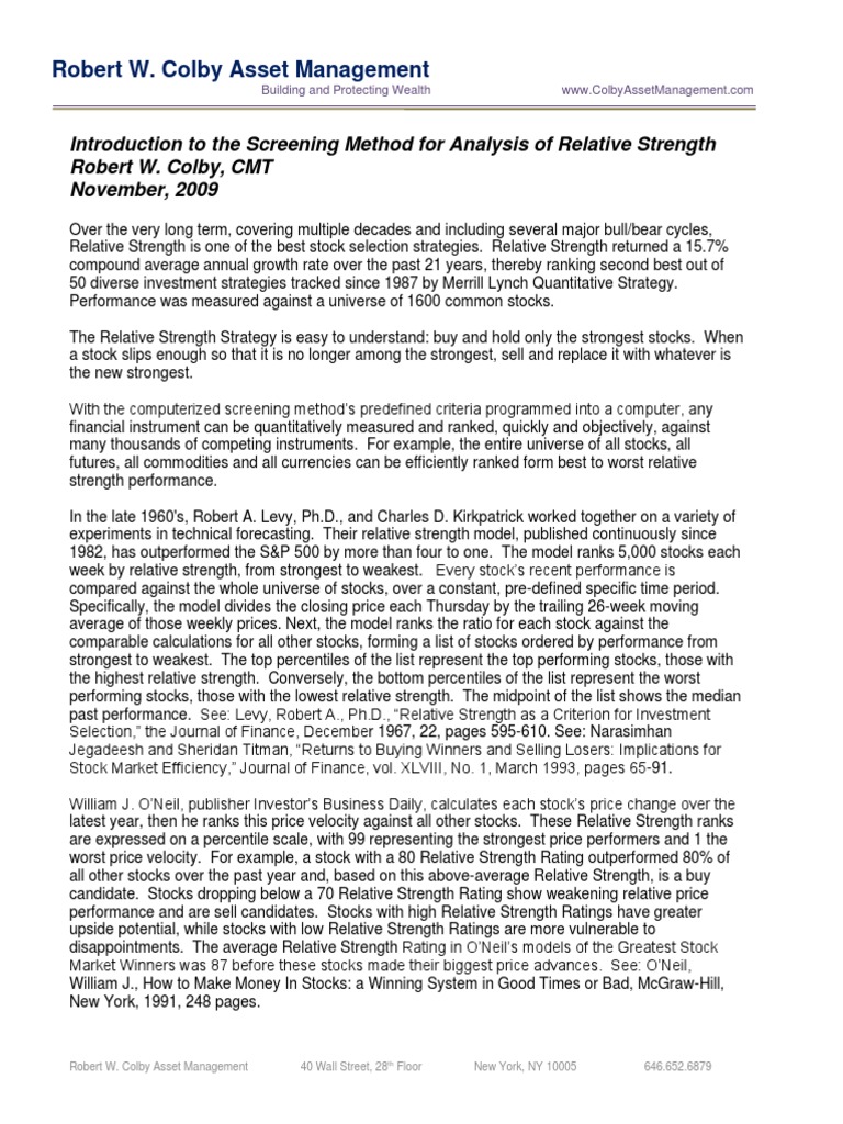 Introduction To The Screening Method For Analysis of Relative Strength ...
