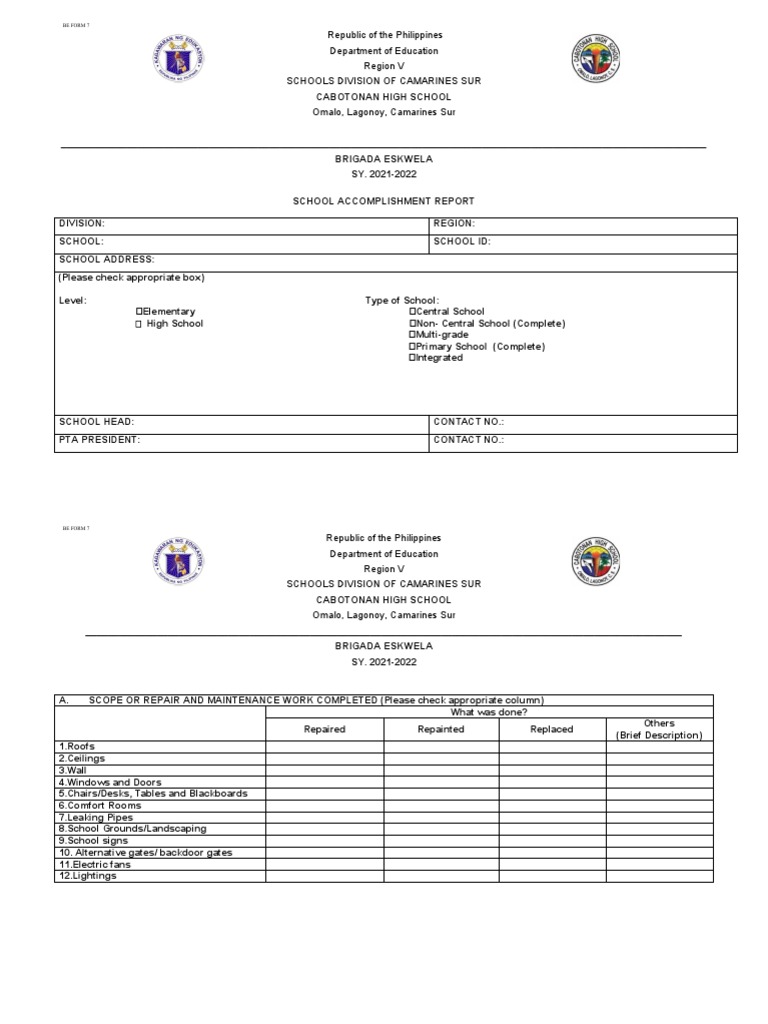 Republic of The Philippines Department of Education Region V Schools ...