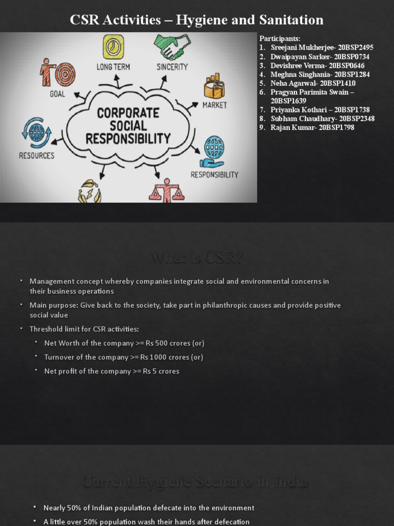 CSR Activities - Hygiene and Sanitation | PDF | Sanitation | Wash