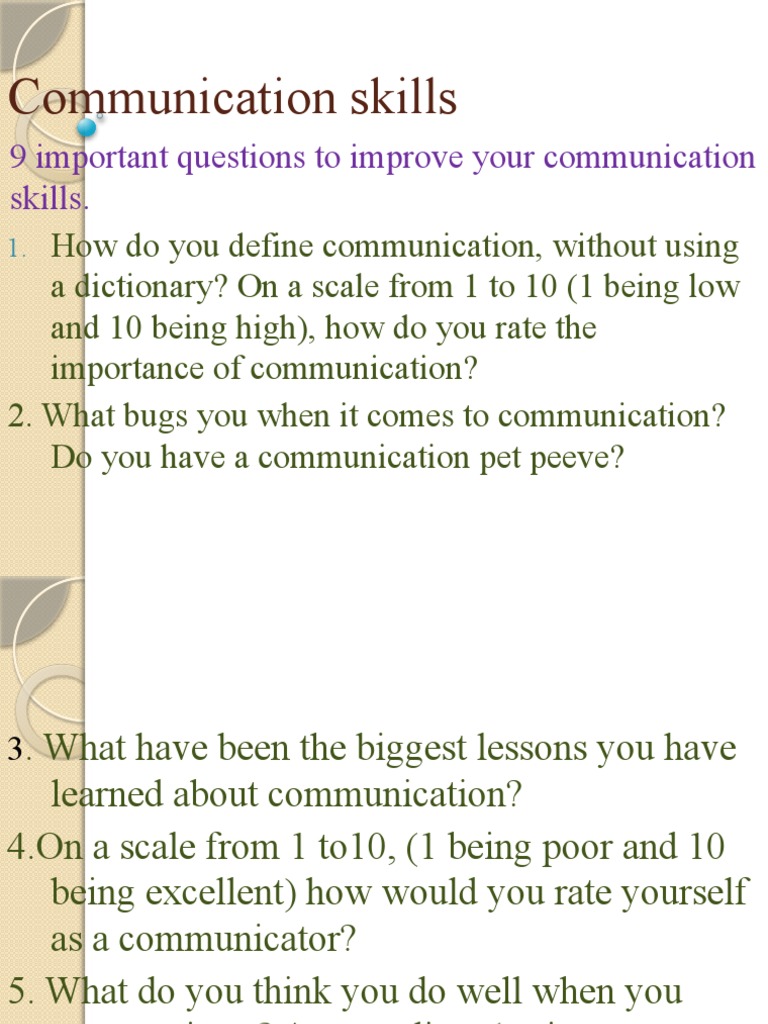 9 Important Questions To Improve Your Communication Skills | PDF