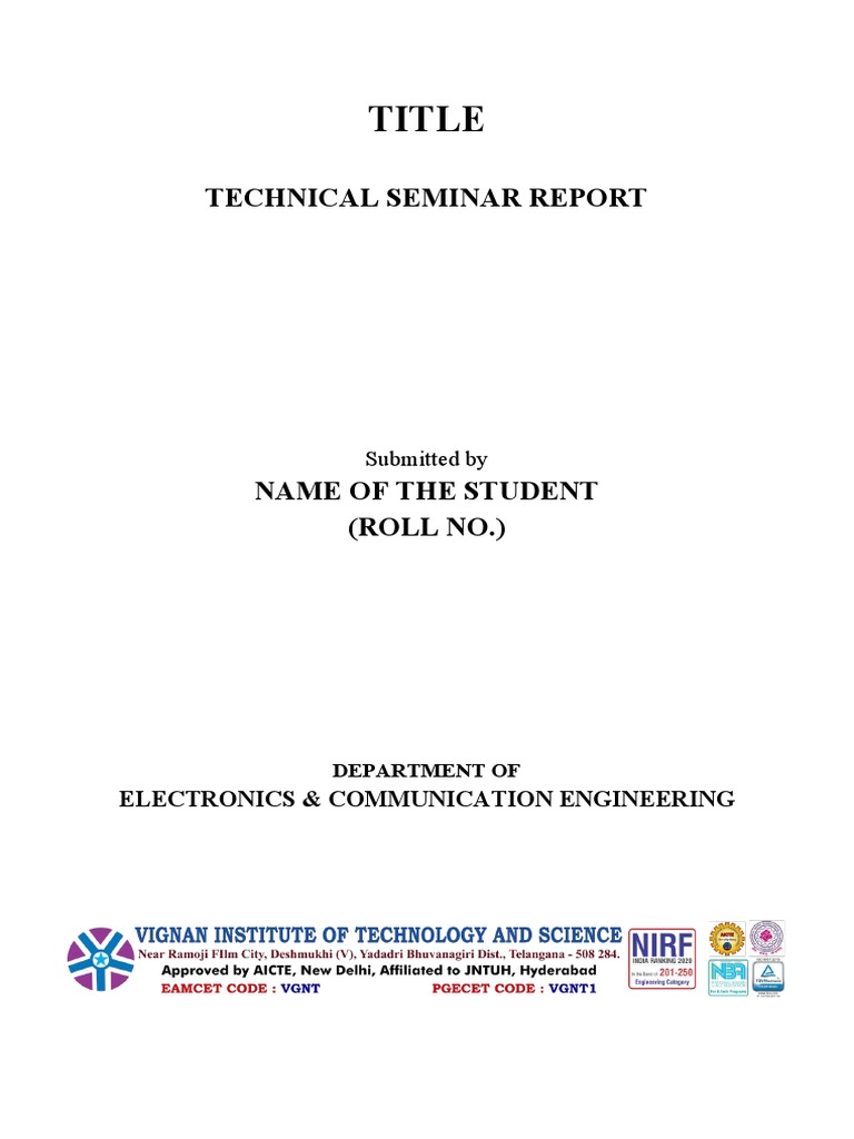 Technical Seminar Report Document Format | PDF