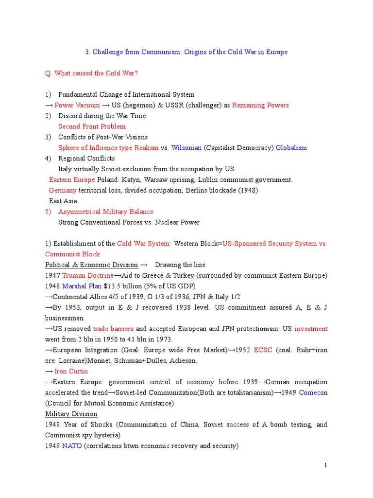 Challenge From Communism: Origins of The Cold War in Europe | PDF ...