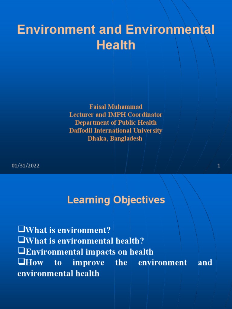 Lecture 1-Environment and Environmental Health | PDF | Well Being ...