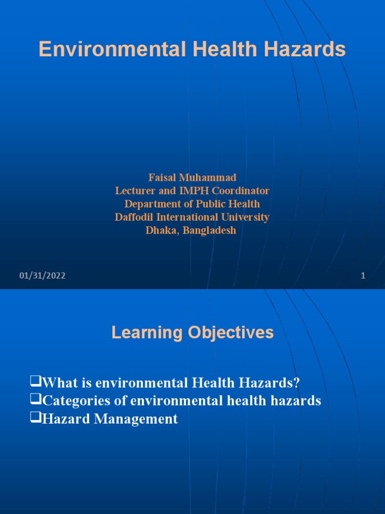 Lecture 2-Environmental Health Hazards | PDF | Hazards | Risk Lecture 2-Environmental Health Hazards | PDF | Hazards | Risk