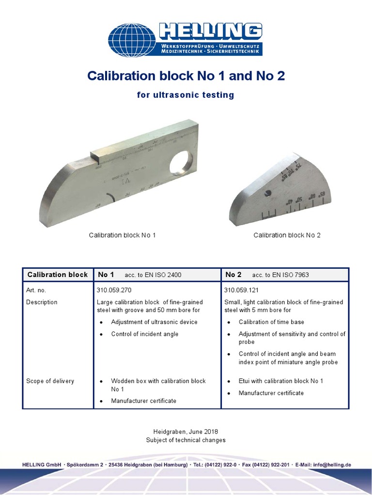 Ultrasonic Testing Calibration Blocks | PDF | Technology & Engineering