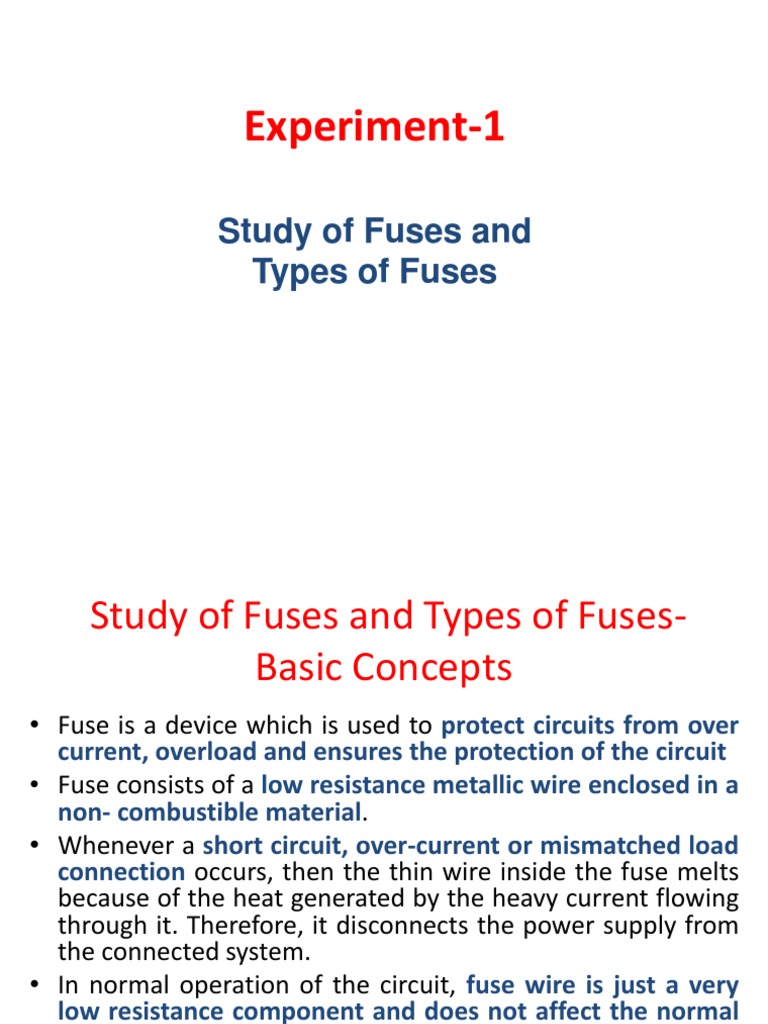 Experiment-1: Study of Fuses and Types of Fuses | PDF | Fuse ...
