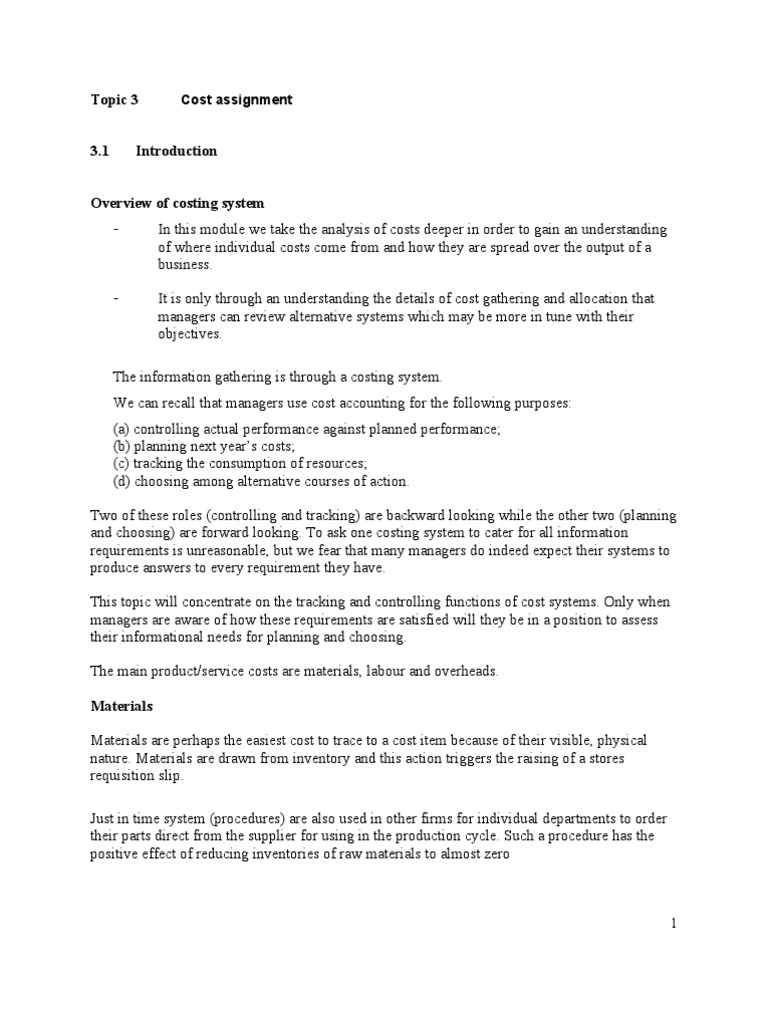 Topic 3 Cost Assignment | PDF | Income Statement | Cost