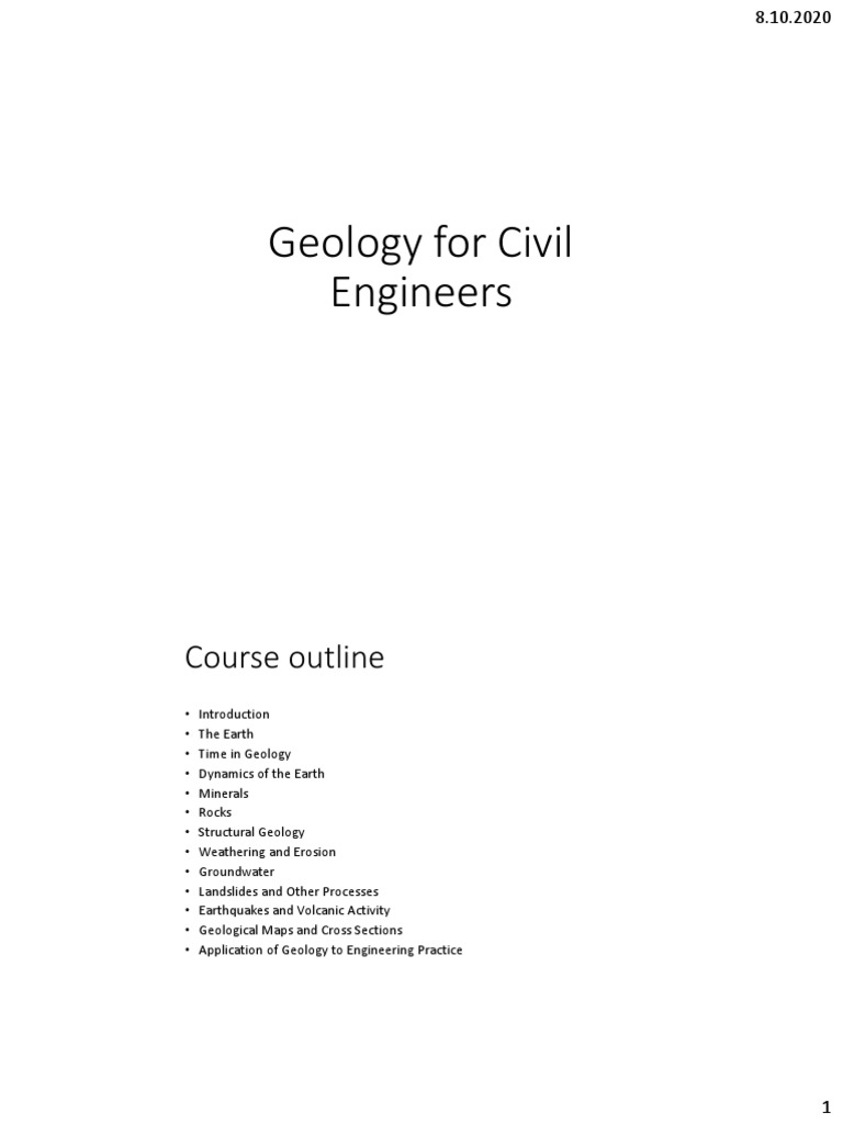Geology For Civil Engineers: Course Outline | PDF | Geology | Rock ...