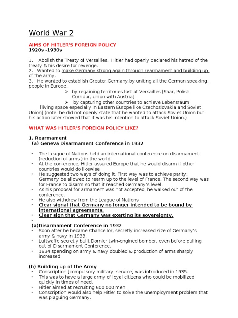 WW2 Aims of Hitler's Foreign Policy | PDF | Adolf Hitler | Czechoslovakia