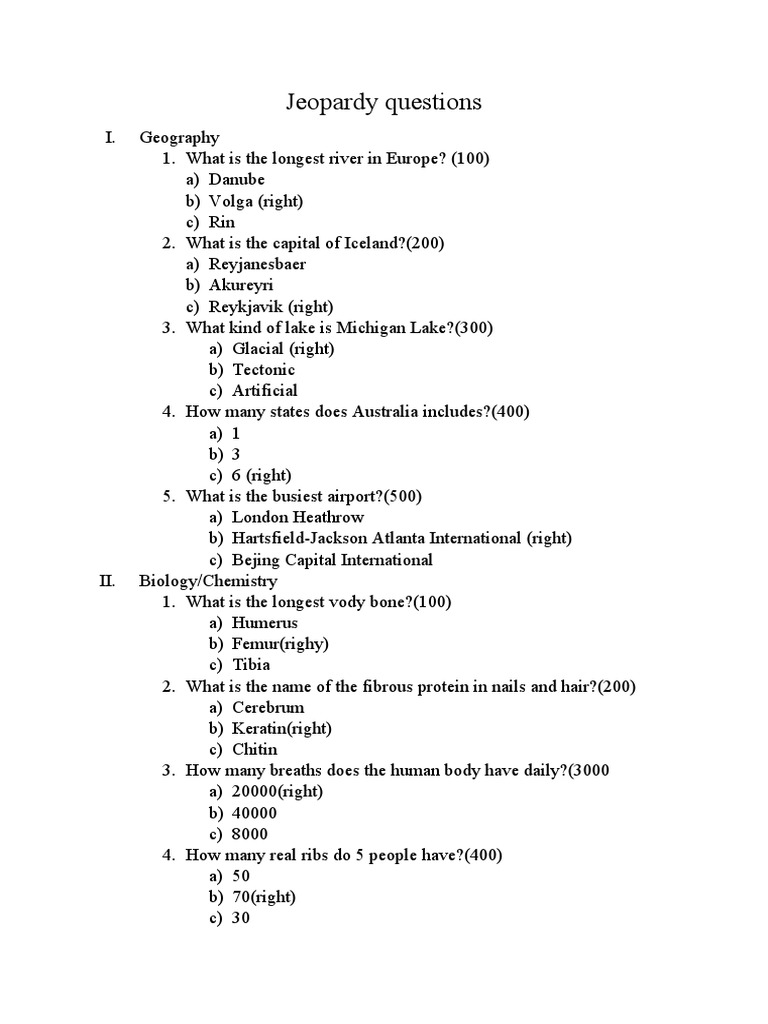 Jeopardy Questions | PDF