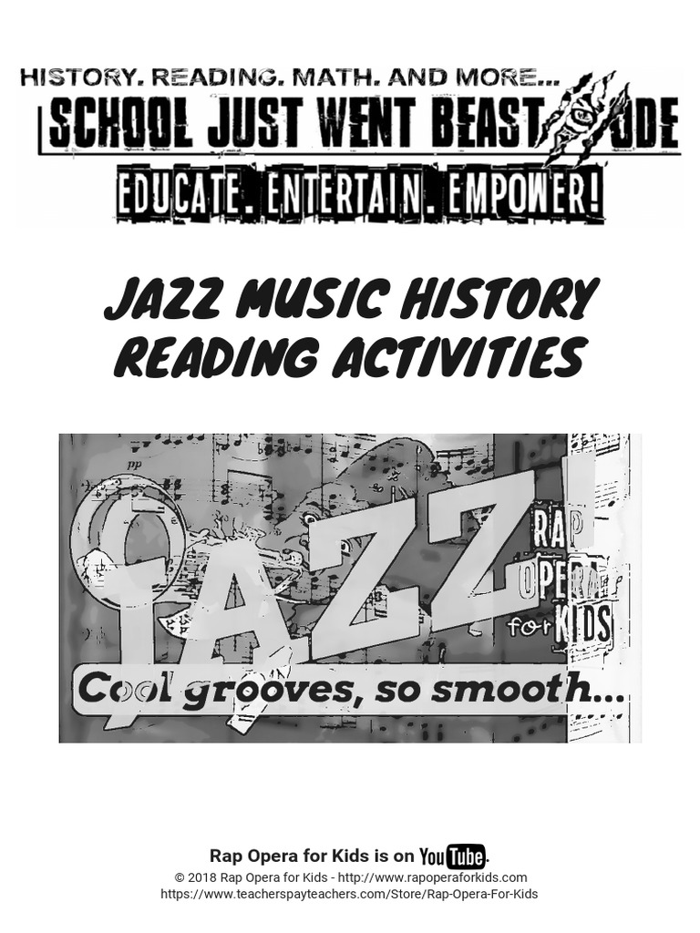 1 - History of Jazz Music Worksheets and Reading Passage Using Rap Song ...