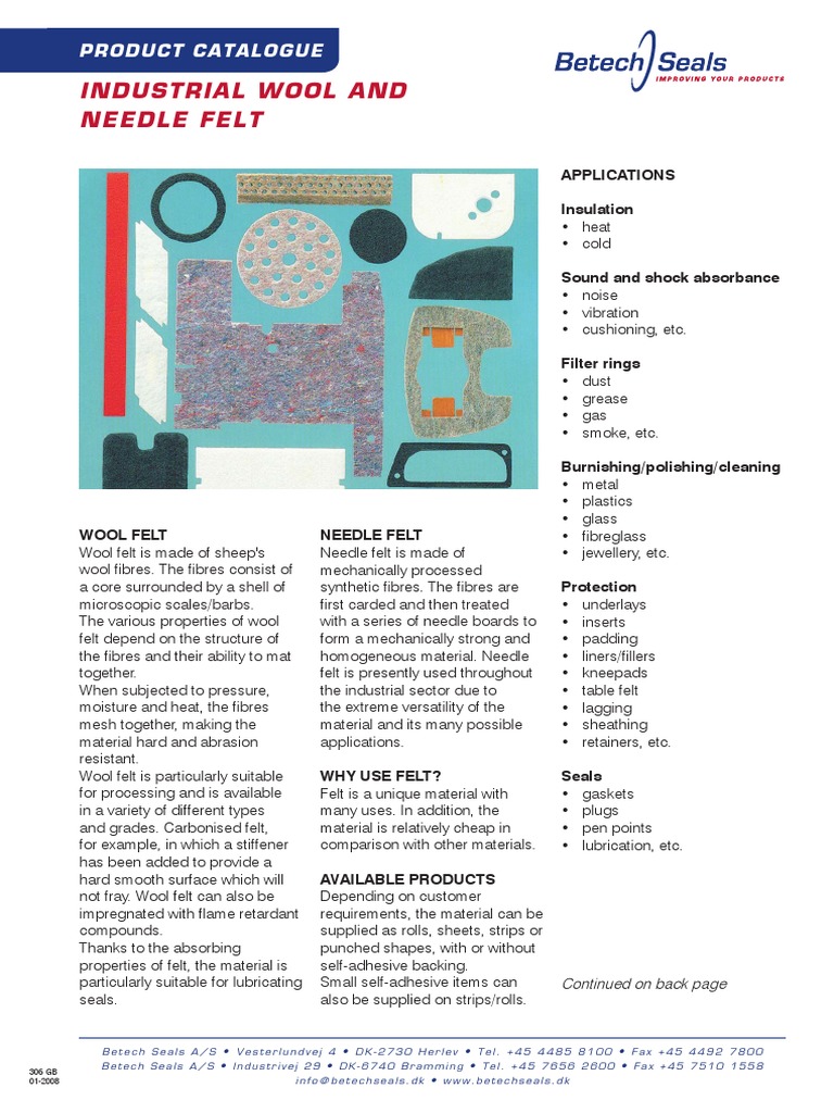 306 Industrial Wool Needle Felt by Betech Seals | PDF | Wool | Fibers