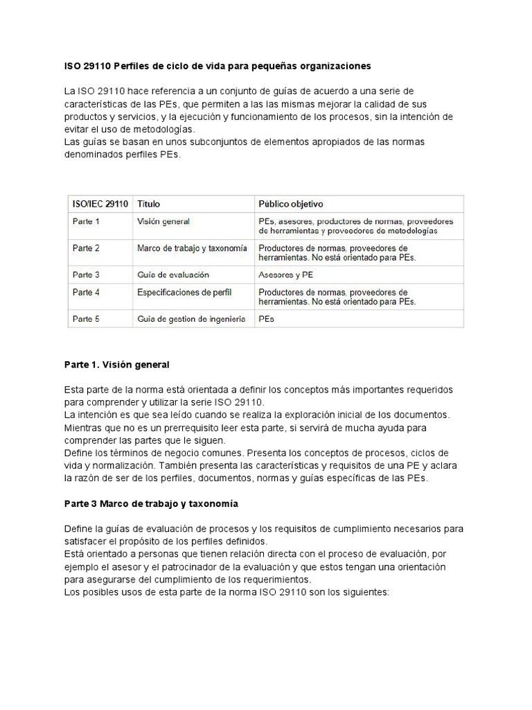 Resumen ISO 29110 | PDF | Software | Evaluación