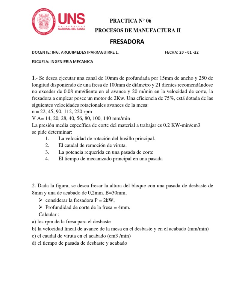 Proc. II - Pract. 6 - Fresa - 2021-II | PDF
