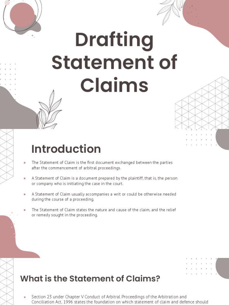 Drafting Statement of Claims-1 | PDF | Cause Of Action | Arbitration