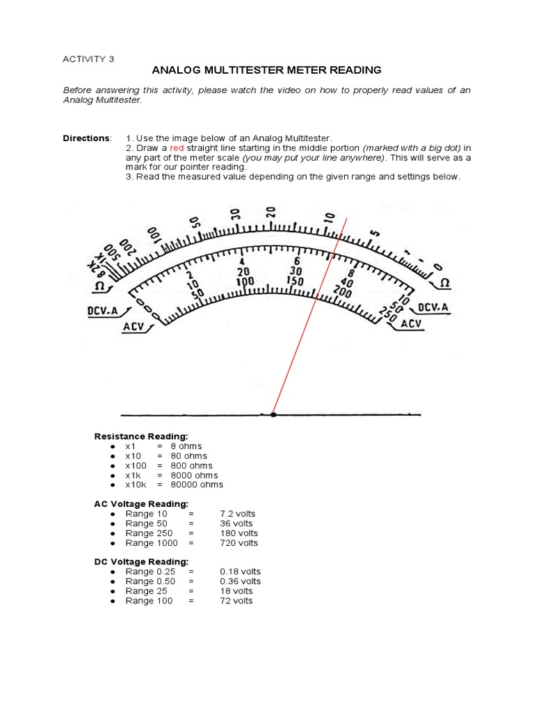 Interpreting Measurements on an Analog Multimeter | PDF