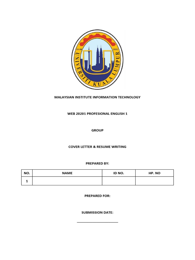 UNIKL Assignment Cover Page Template | PDF | Career & Growth
