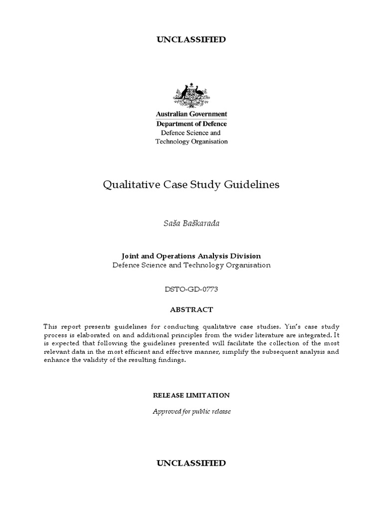 Qualitative Case Study Guidelines: Unclassified | PDF | Case Study ...