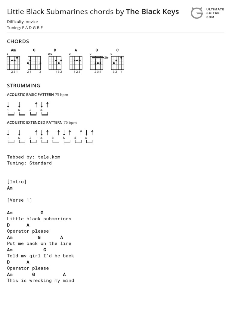 Little Black Submarines Guitar Chords | PDF | Song Structure | Popular ...
