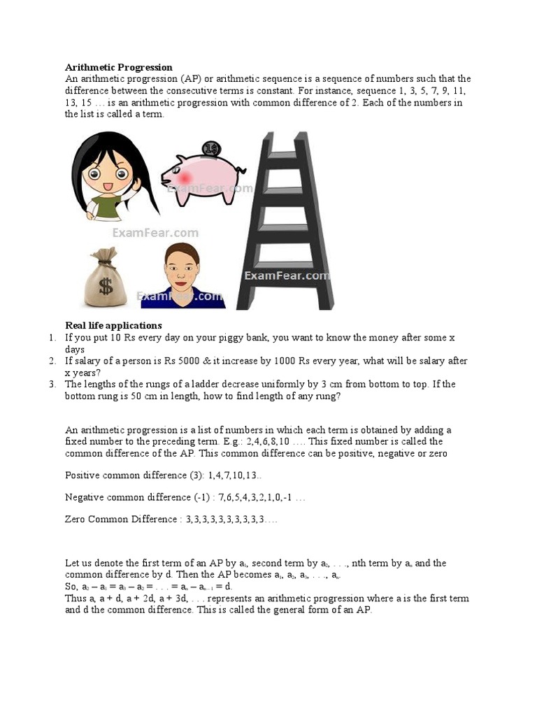 Arithmetic Progression Notes | PDF | Numbers | Arithmetic