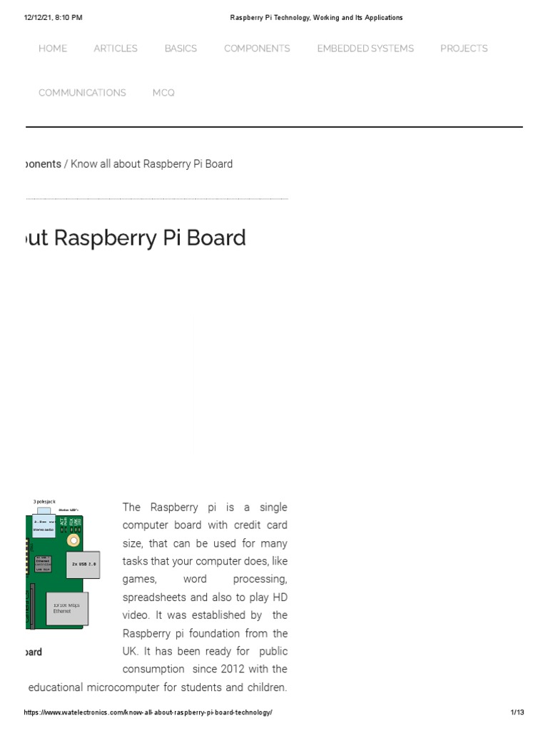 Raspberry Pi Technology, Working and Its Applications | PDF | Raspberry ...