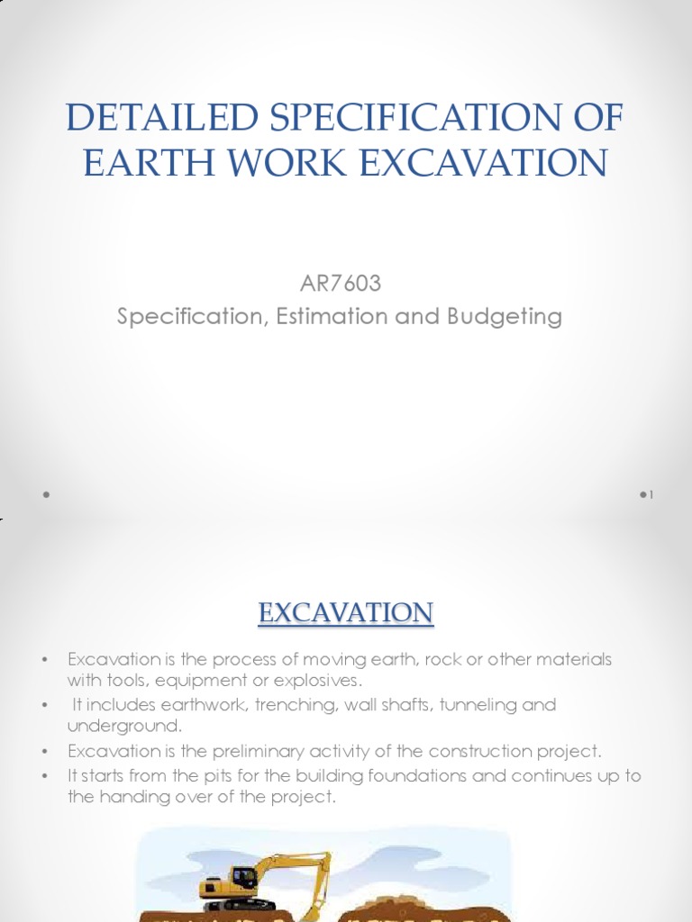 Earthwork Excavation Specifications | PDF | Economic Sectors | Civil ...