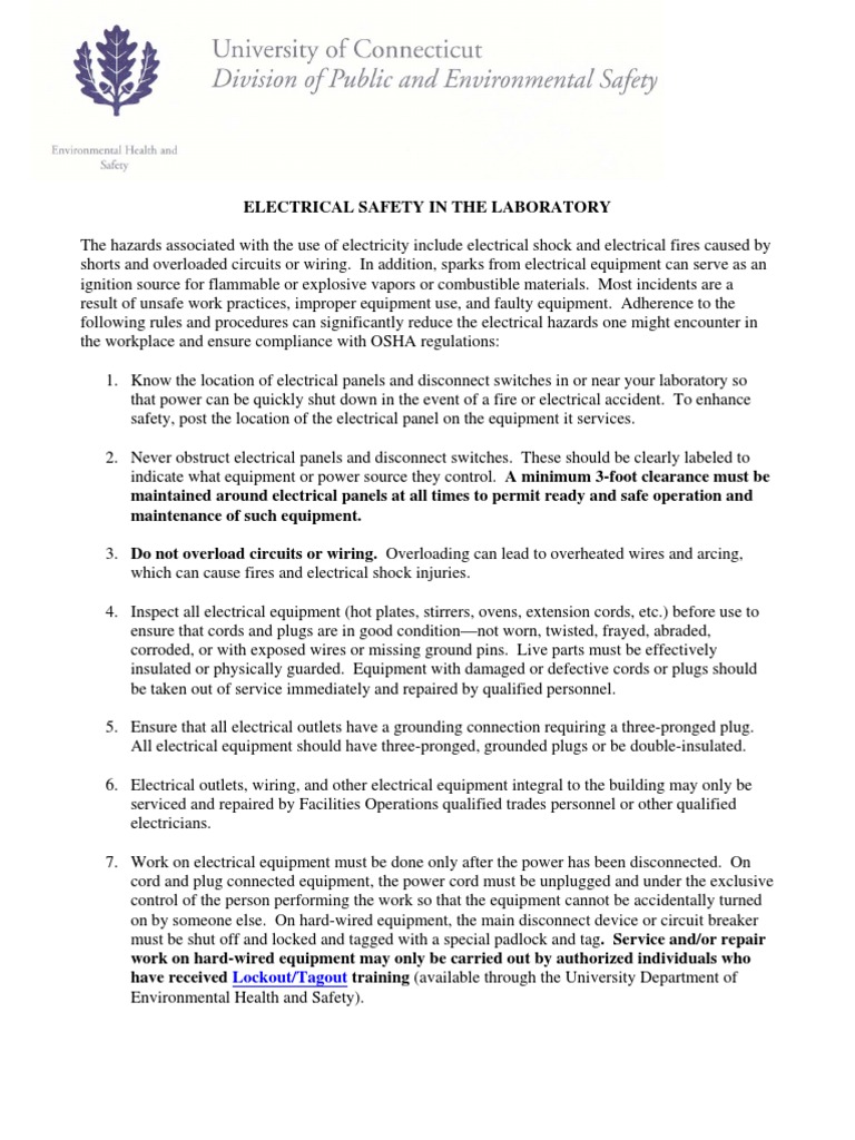 Electrical Safety in The Lab | PDF | Ac Power Plugs And Sockets ...