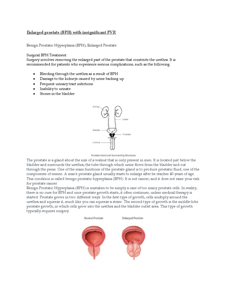Enlarged Prostate (BPH) With Insignificant PVR | PDF | Prostate ...