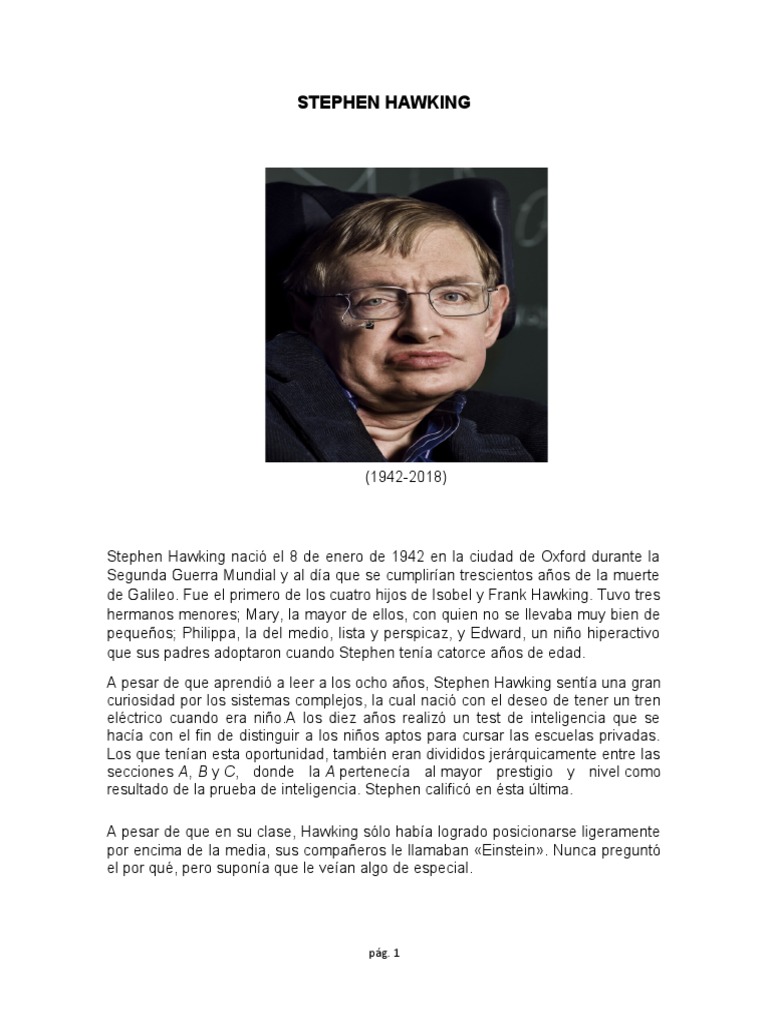 Biografia de Stephen Hawking | PDF | Stephen Hawking | Estrellas