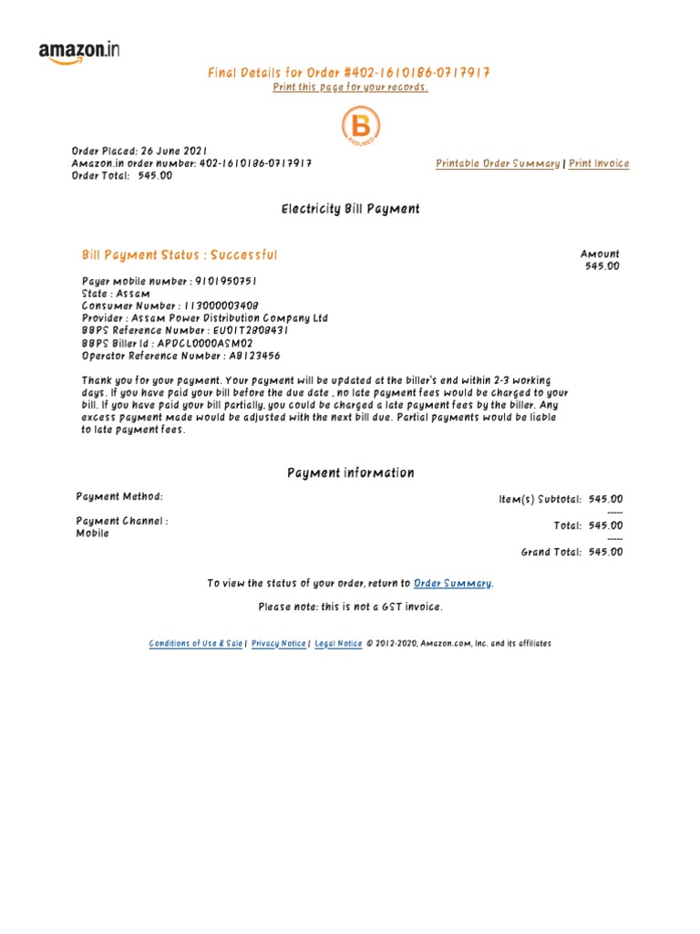 Amazon - in - Order 402-1610186-0717917 | PDF | Payments | Invoice