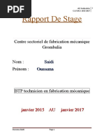 Rapport de Stage (Cosumar) - Fabrication Mécanique | PDF | Inventaire | Sucre
