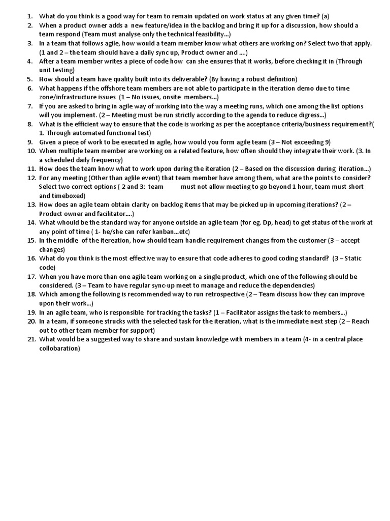 Agile E1 Questions and Answers Compress | PDF | Scrum (Software ...